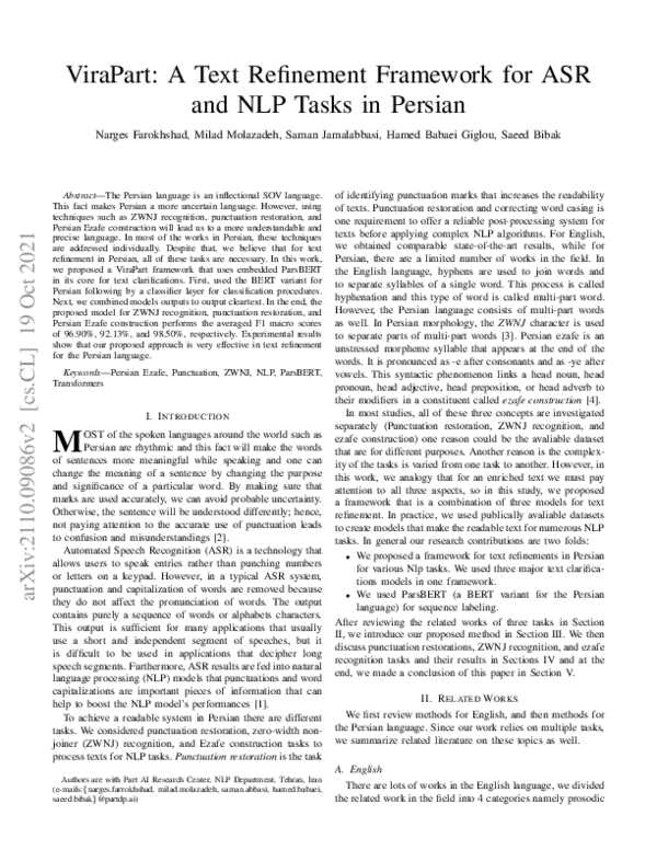 (PDF) ViraPart: A Text Refinement Framework for ASR and NLP Tasks in ...