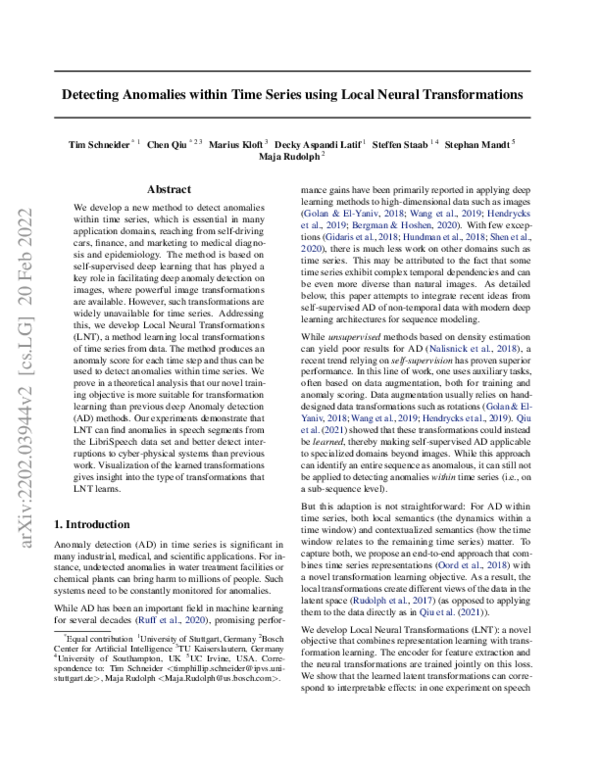 Pdf Detecting Anomalies Within Time Series Using Local Neural