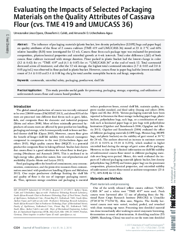 (PDF) Evaluating the Impacts of Selected Packaging Materials on the ...