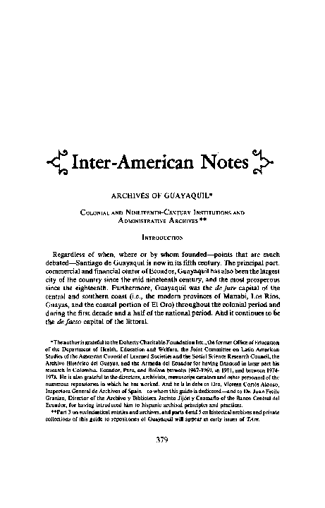 (PDF) Archives of Guayaquil: Colonial and Nineteenth-Century ...