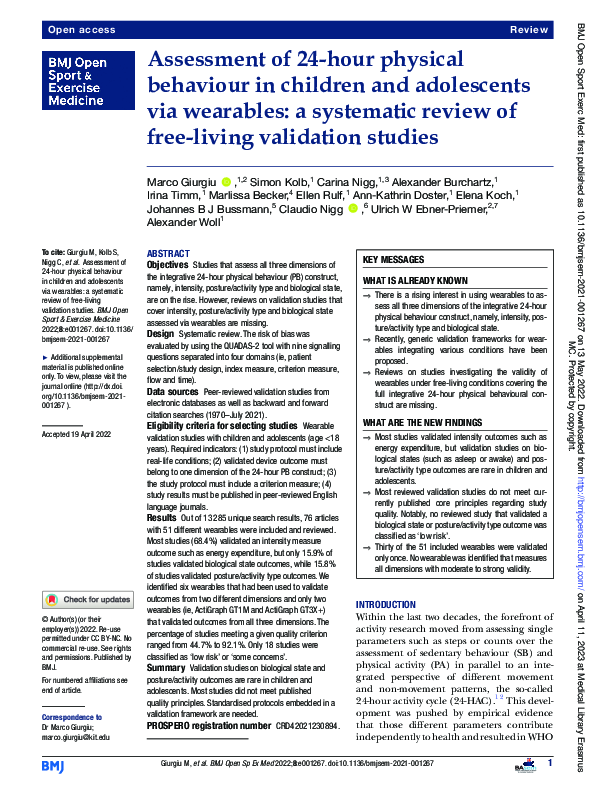 (PDF) 24-Hr Physical Behavior in Youth: Systematic Review