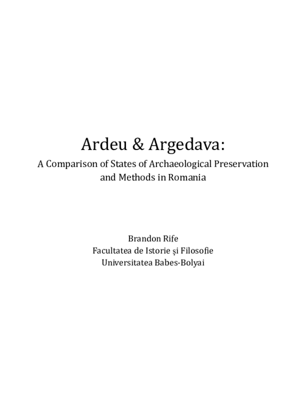 (PDF) Ardeu & Argedava A Comparison of States of Archaeological ...