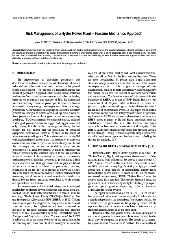 (PDF) Risk Management of a Hydro Power Plant – Fracture Mechanics Approach