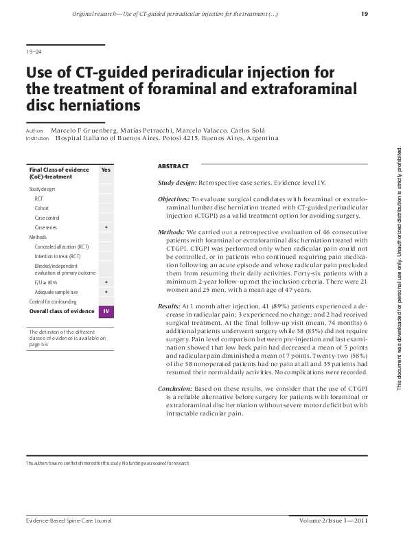 (PDF) Use of CT-guided periradicular injection for the treatment of ...