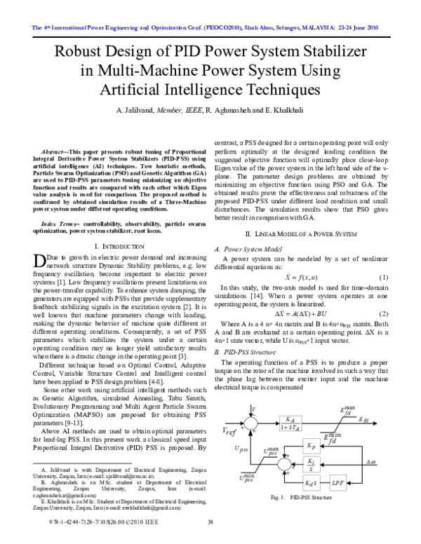 (PDF) Robust design of PID power system stabilizer in multi-machine power system using ...