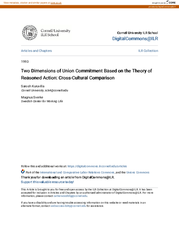 (PDF) Two Dimensions of Union Commitment Based on the Theory of ...