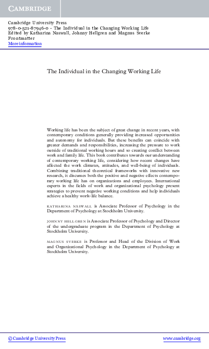 (PDF) The Individual in the Changing Working Life