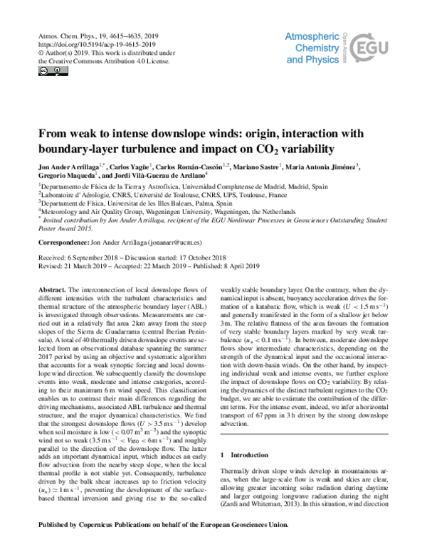 (PDF) From weak to intense downslope winds: origin, interaction with ...