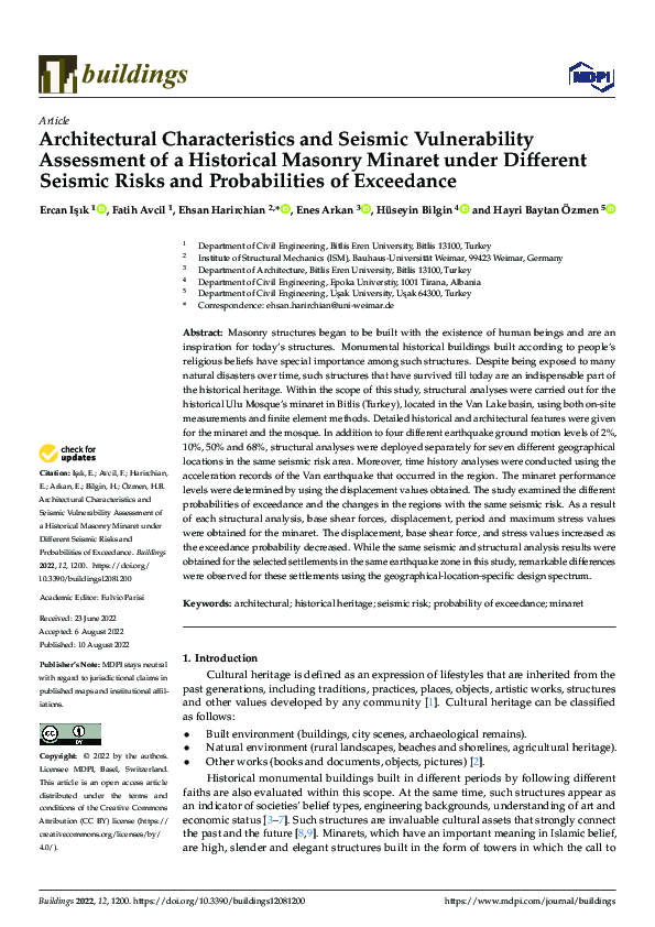 (PDF) Architectural Characteristics and Seismic Vulnerability Assessment of a Historical Masonry ...