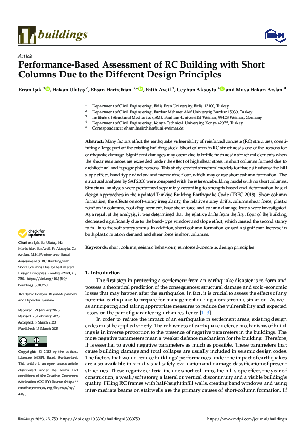 (PDF) Performance-Based Assessment of RC Building with Short Columns Due to the Different Design ...