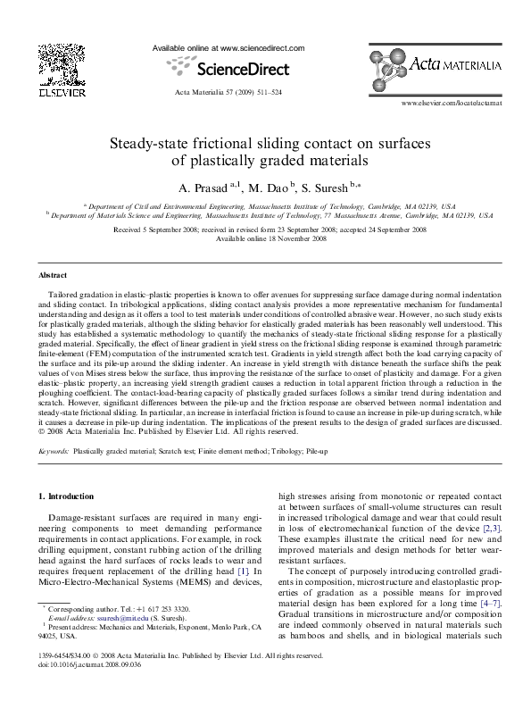 (PDF) Steady-state frictional sliding contact on surfaces of ...