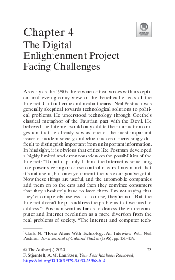 (PDF) The Digital Enlightenment Project Facing Challenges
