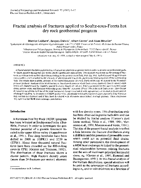 (PDF) Fractal Analysis of Fractures in HDR Geothermal Systems