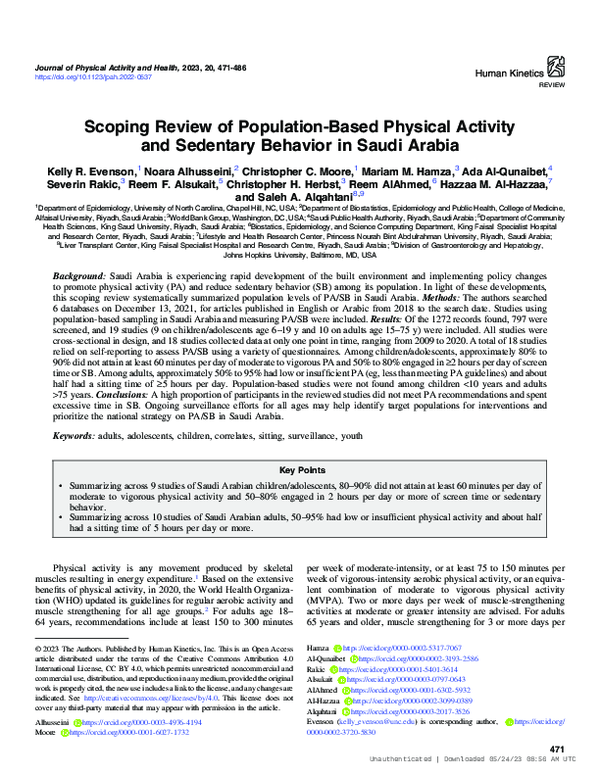 (PDF) Scoping Review of Population-Based Physical Activity and Sedentary Behavior in Saudi Arabia
