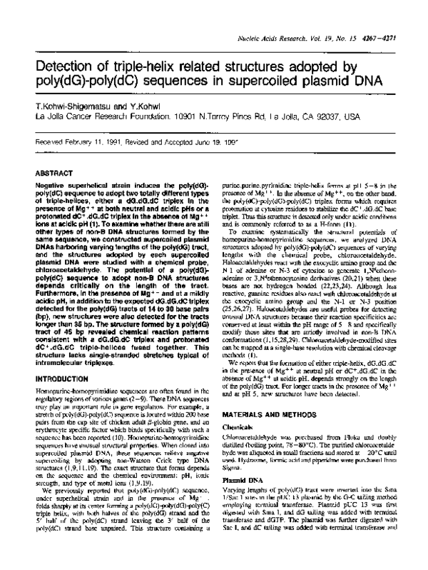 (PDF) Detection of triple-helix related structures adopted by poly(dG ...