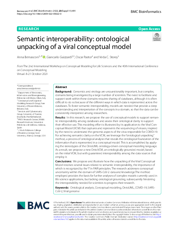 (PDF) Semantic interoperability: ontological unpacking of a viral conceptual model