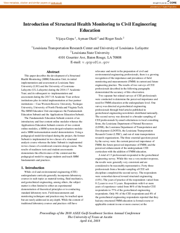 (PDF) Introduction of Structural Health Monitoring to Civil Engineering ...