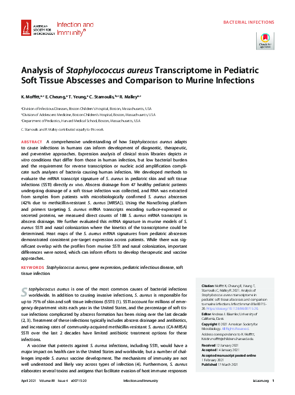 (PDF) Analysis of Staphylococcus aureus Transcriptome in Pediatric Soft ...