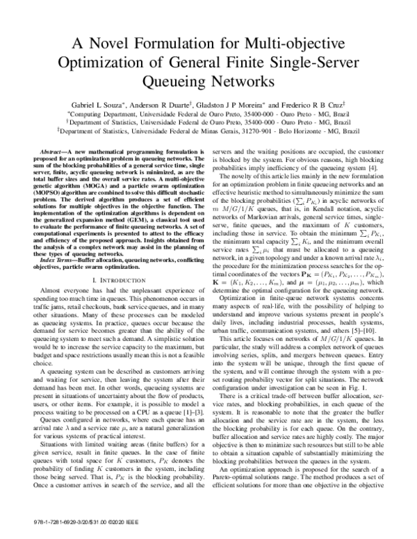 Pdf A Novel Formulation For Multi Objective Optimization Of General Finite Single Server