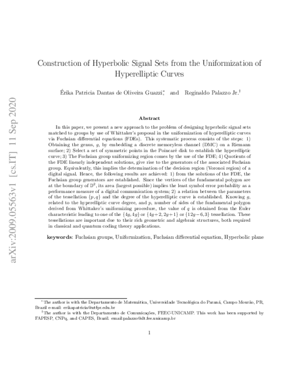 (PDF) Construction of Hyperbolic Signal Sets from the Uniformization of ...