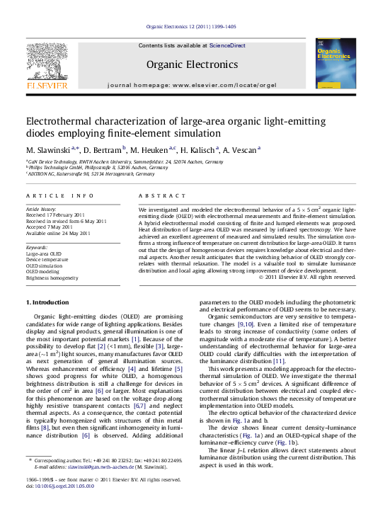 (PDF) Electrothermal characterization of large-area organic light ...