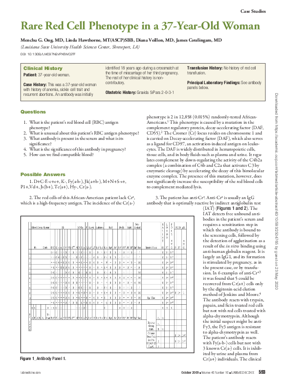 (PDF) Rare Red Cell Phenotype in a 37-Year-Old Woman