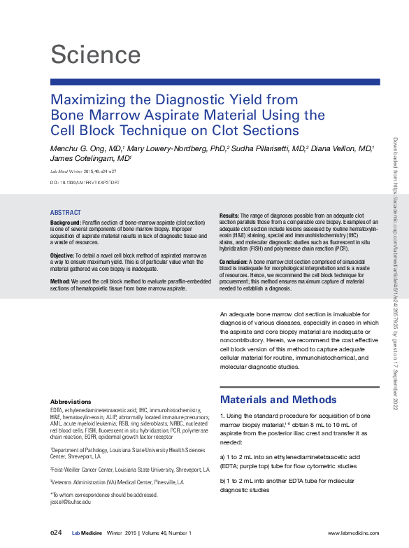 (PDF) Maximizing the diagnostic yield from bone marrow aspirate ...
