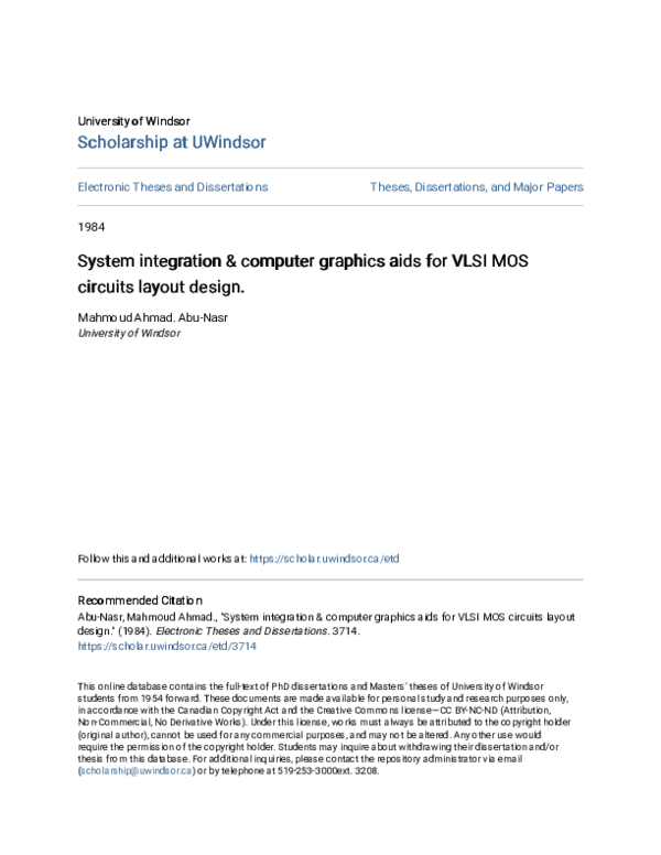 (PDF) System integration & computer graphics aids for VLSI MOS circuits layout design