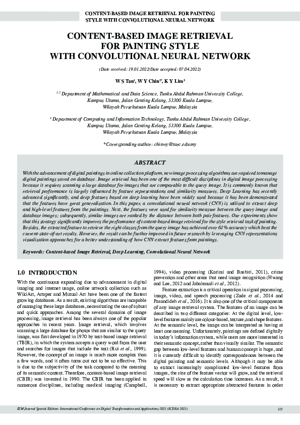 (PDF) Image Retrieval for Paintings Using CNN Features