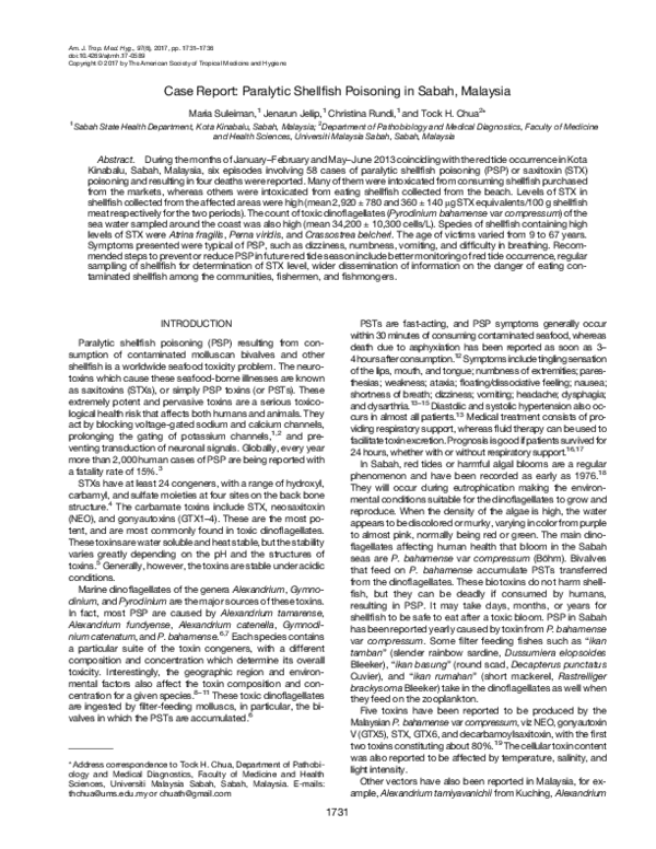 (PDF) Case Report: Paralytic Shellfish Poisoning in Sabah, Malaysia
