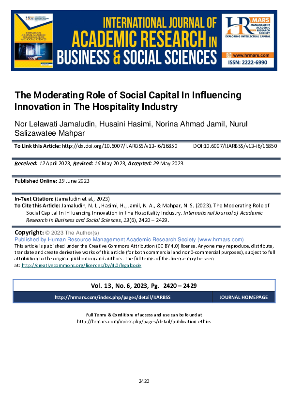 (PDF) The Moderating Role of Social Capital In Influencing Innovation ...