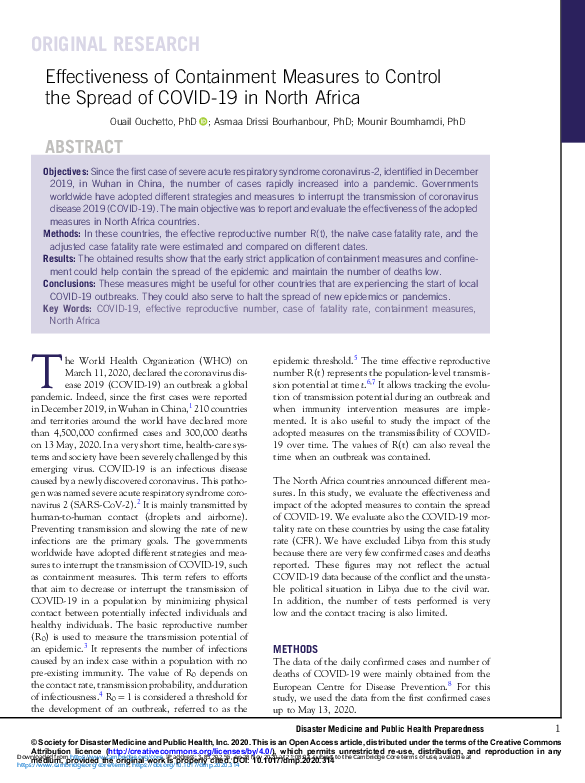 (PDF) Effectiveness of Containment Measures to Control the Spread of ...