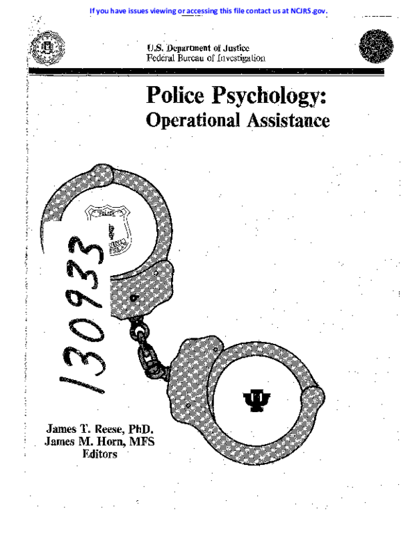 (PDF) Introduction Police Psychology and the Impact of Psychological ...
