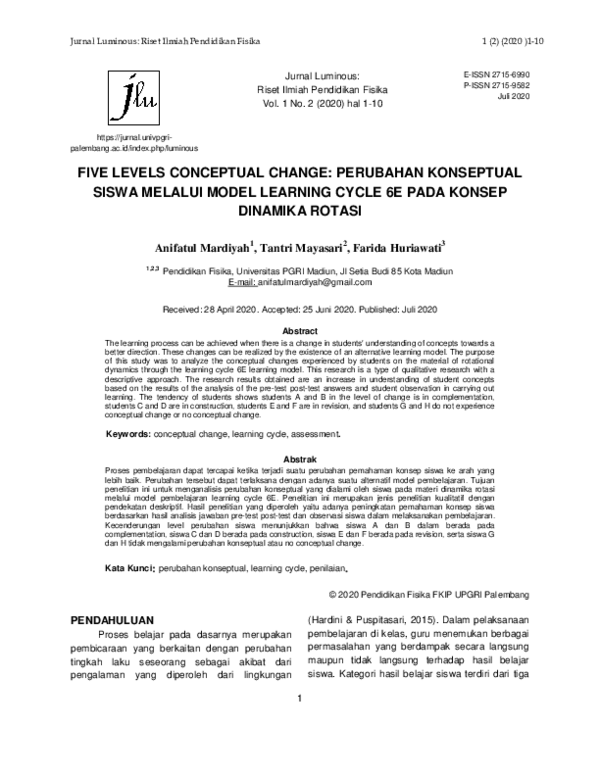 (PDF) Five Levels Conceptual Change: Perubahan Konseptual Siswa Melalui ...