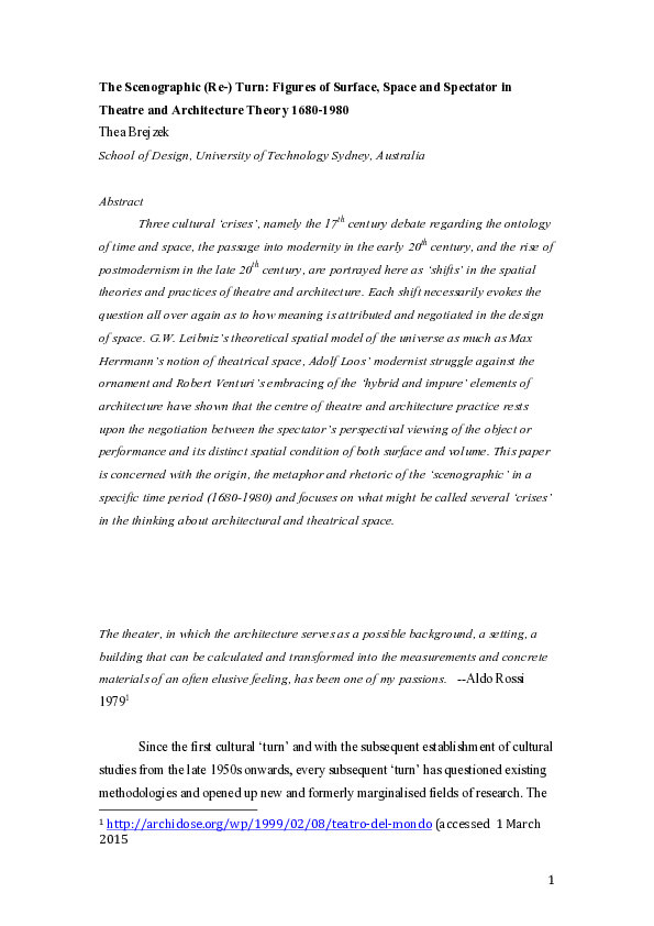 (PDF) The scenographic (re-)turn: figures of surface, space and ...