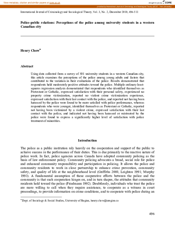 (PDF) Police-public relations: Perceptions of the police among ...