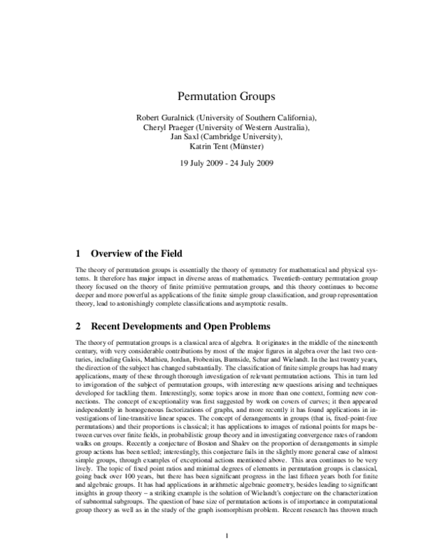(PDF) Permutation Groups