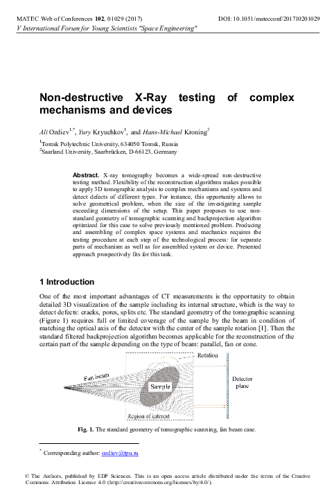 (PDF) Non-destructive X-Ray testing of complex mechanisms and devices