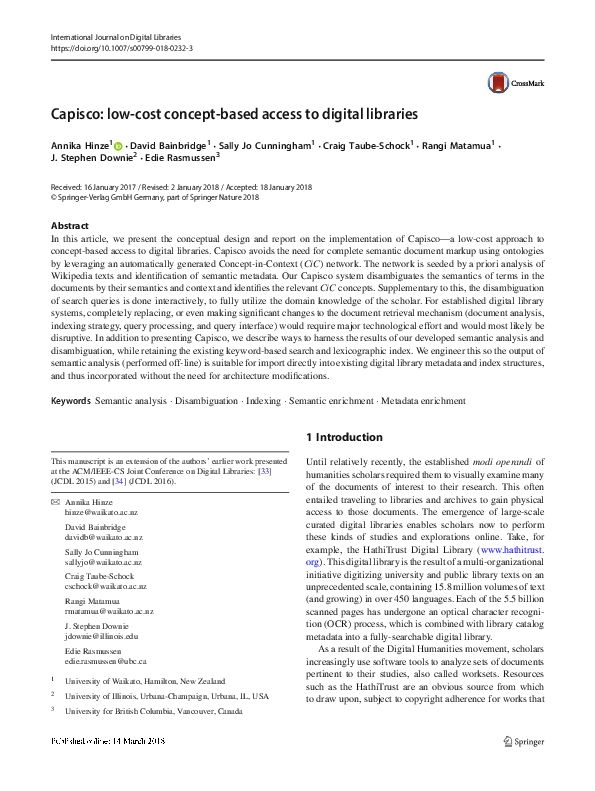 (PDF) Capisco: low-cost concept-based access to digital libraries