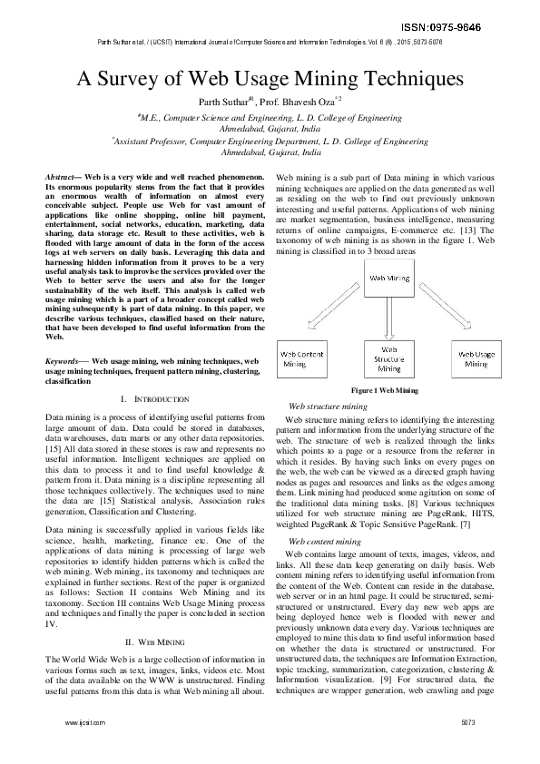 (PDF) A Survey of Web Usage Mining Techniques