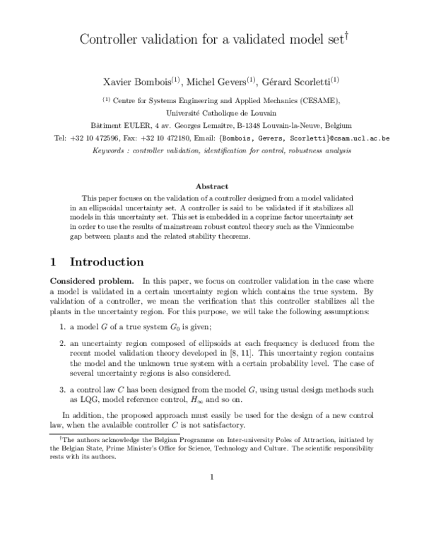 (PDF) Controller validation for a validated model set