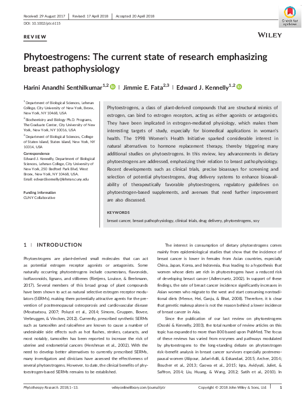 (PDF) Phytoestrogens: The current state of research emphasizing breast ...
