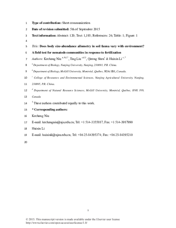 (PDF) Does body size–abundance allometry in soil fauna vary with ...