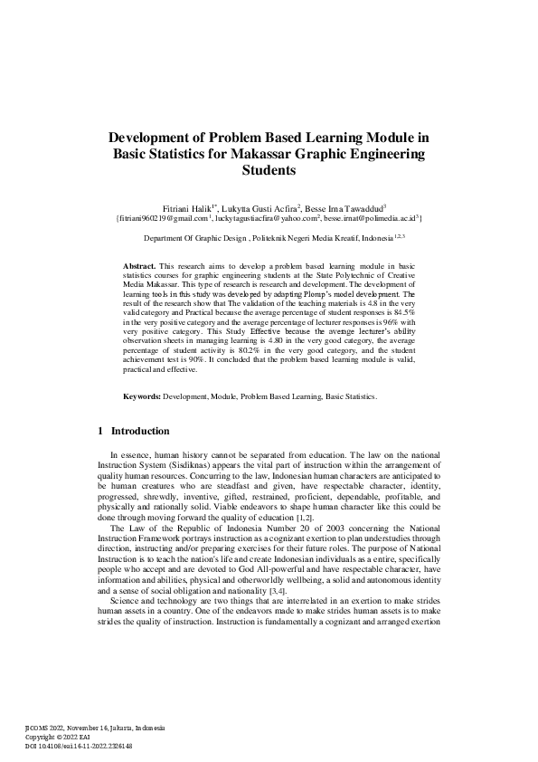 (PDF) Development of Problem Based Learning Module in Basic Statistics ...