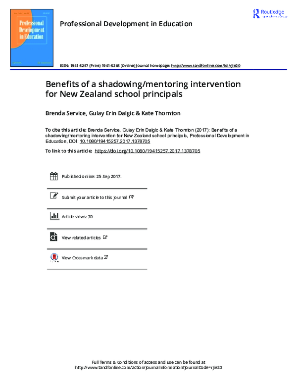 (PDF) Benefits of a shadowing/mentoring intervention for New Zealand ...