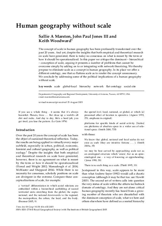 (PDF) Human geography without scale