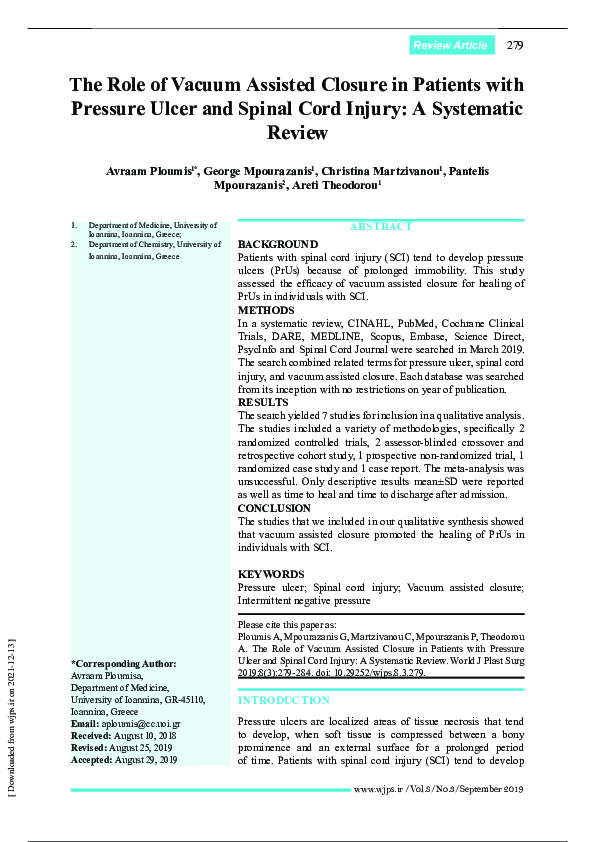 (PDF) The Role of Vacuum Assisted Closure in Patients with Pressure ...