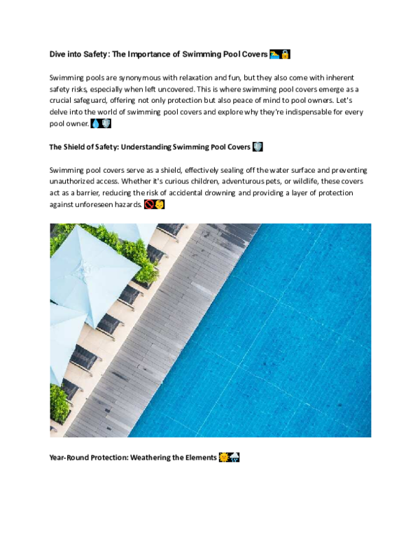 (PDF) Dive into Safety The Importance of Swimming Pool Covers