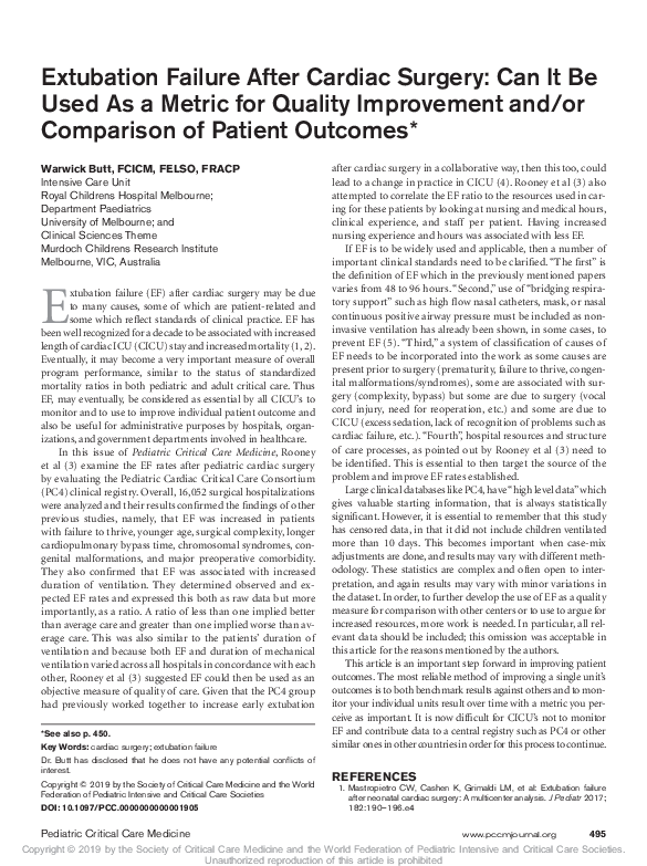 (PDF) Extubation Failure After Cardiac Surgery