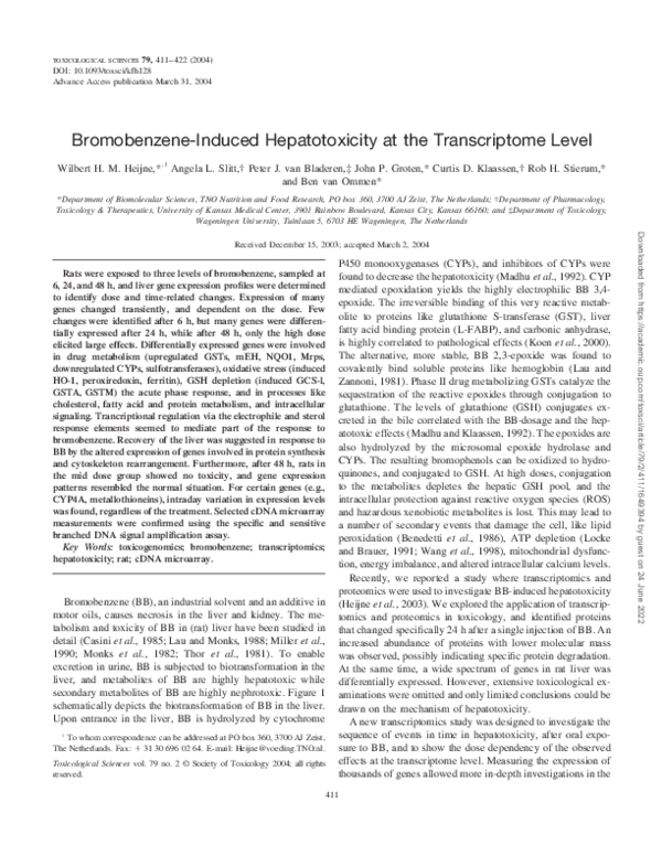 (PDF) Bromobenzene-Induced Hepatotoxicity at the Transcriptome Level